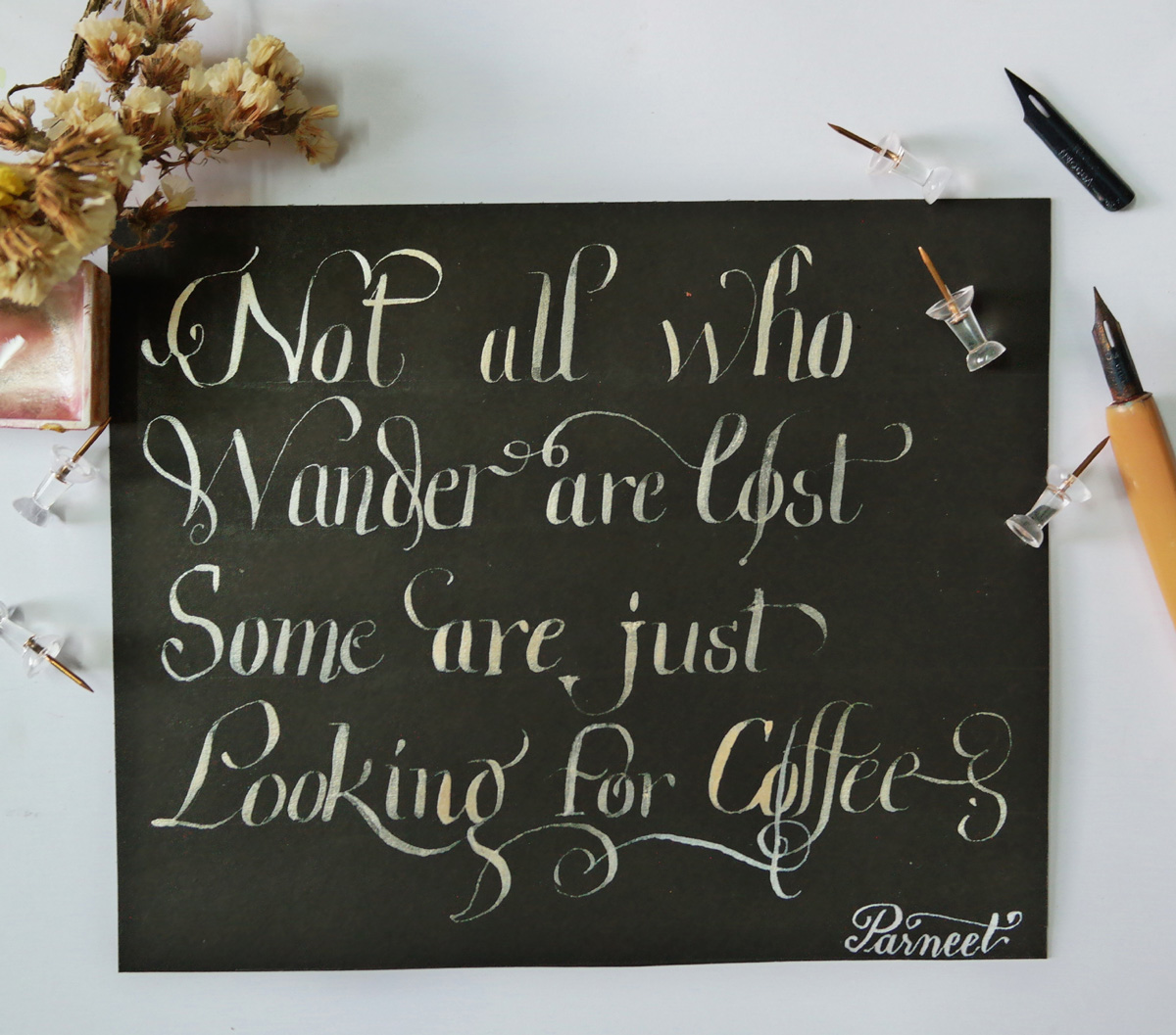 Coffeeholic: Calligraphy Art SIZE: 13cm x 16cm - Painter Muse